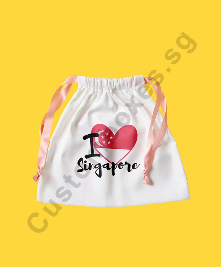 Canvas Ribbon Drawstring Pouch - Custom Boxes Singapore